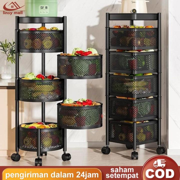 Rak Susun Carbon Steel Dapur Serbaguna Tingkat Model Persegi/Rak Troli ...