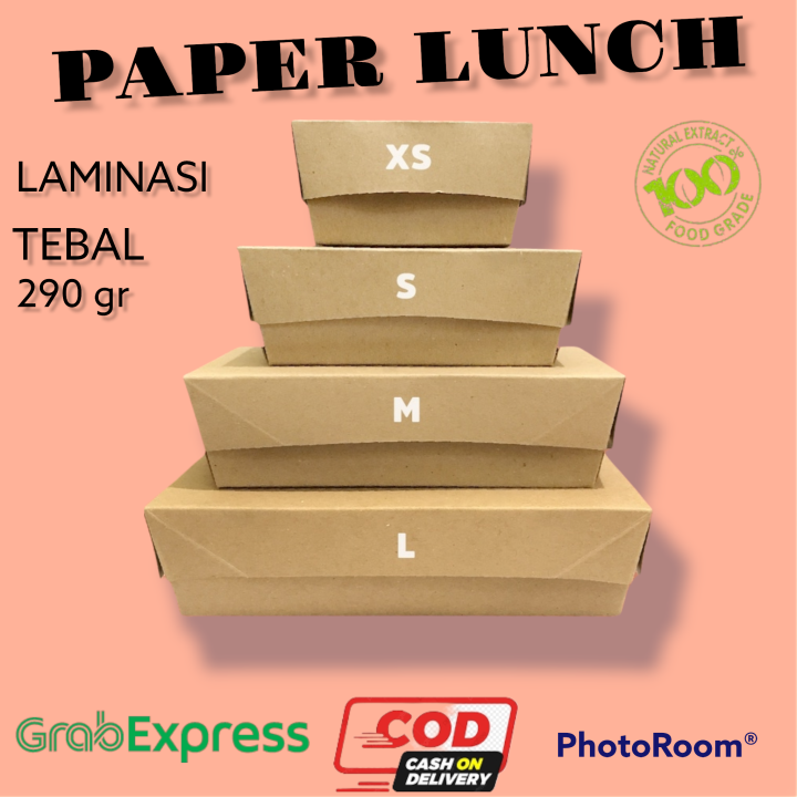 Paper Lunch Dus Nasi ( ISI 200 PCS ) Lunch Box Paper Xs S M L Kotak Dus ...
