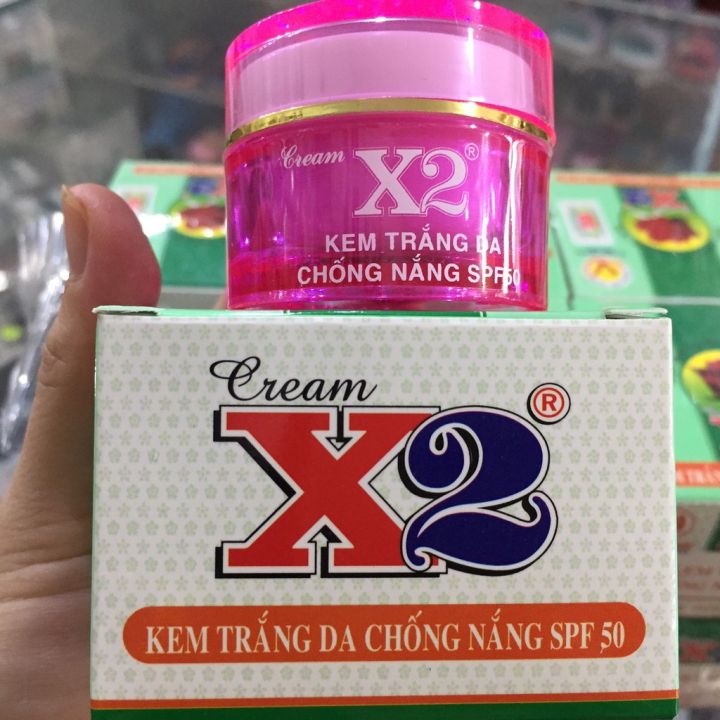 Kem X2 trắng da chống nắng spf 50g, kem trắng da chống nắng màu hồng ...