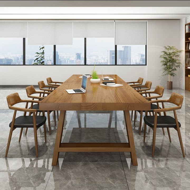 Solid wood conference table office long table workbench long table ...
