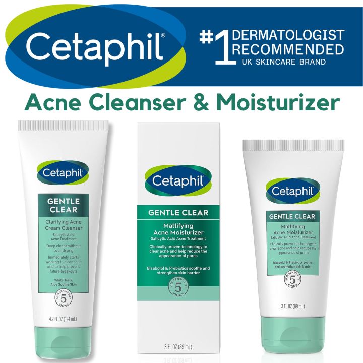 Cetaphil Acne Gentle Clear Face Wash Cleanser and Mattifying Acne Moisturizer | Lazada Singapore