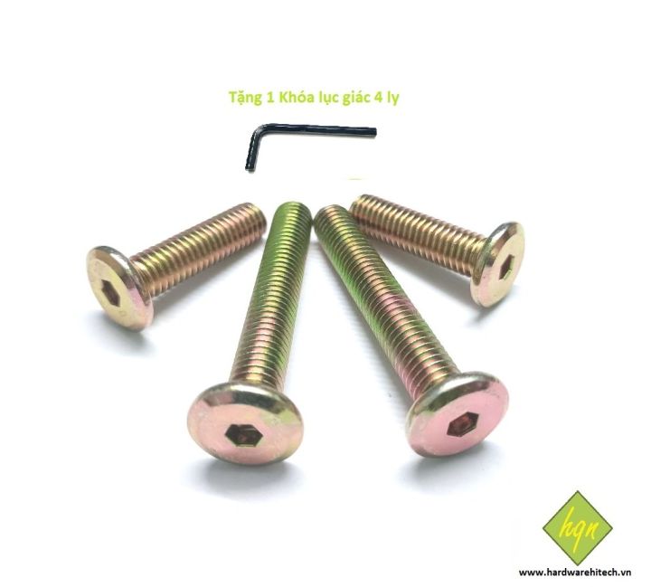 (Túi 50 con) Bulong Lục Giác Chìm M8 (TẶNG 1 KHÓA LG4)/ ỐC LGC vàng 8 ...