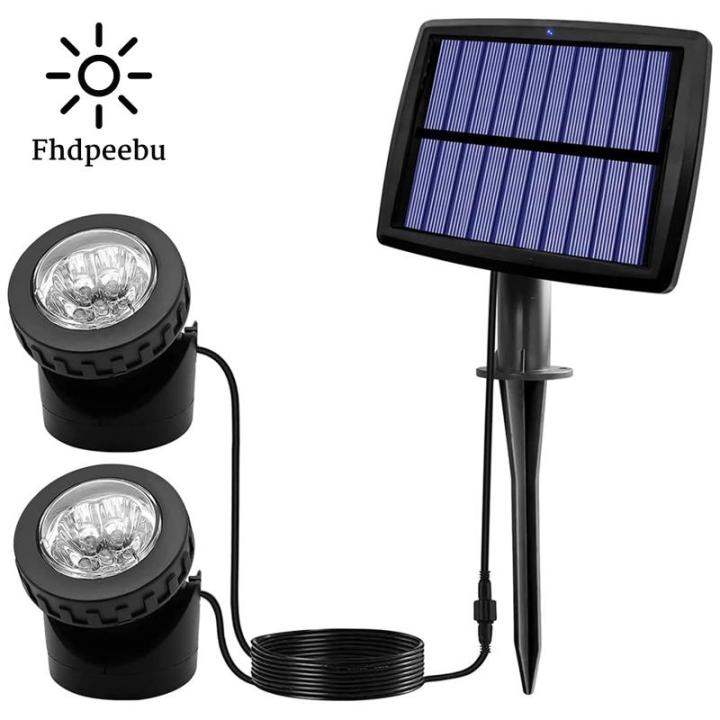 Solar Pond Spotlights, LED Solar Underwater Lights with Dual Head ...