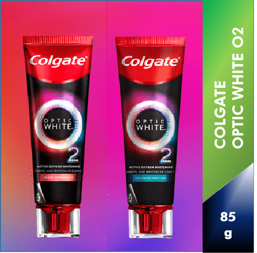 Colgate Optic White O2 Whitening Toothpaste Aromatic Menthol Peach ...