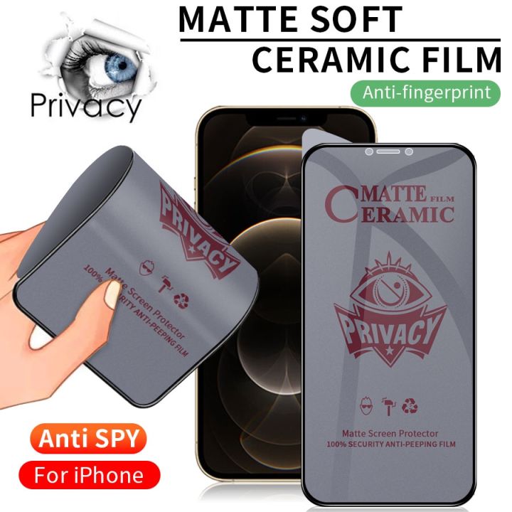 Matte Privacy Ceramic Film Soft Tempered Glass Screen Protective for iPhone 16 Pro Max 15 14 13 ...