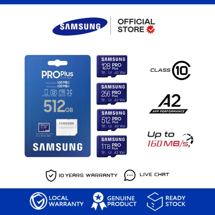 Samsung Pro Plus 128GB/256GB/512GB/1TB MicroSDXC MicroSD Card U3 V30 A2 ...