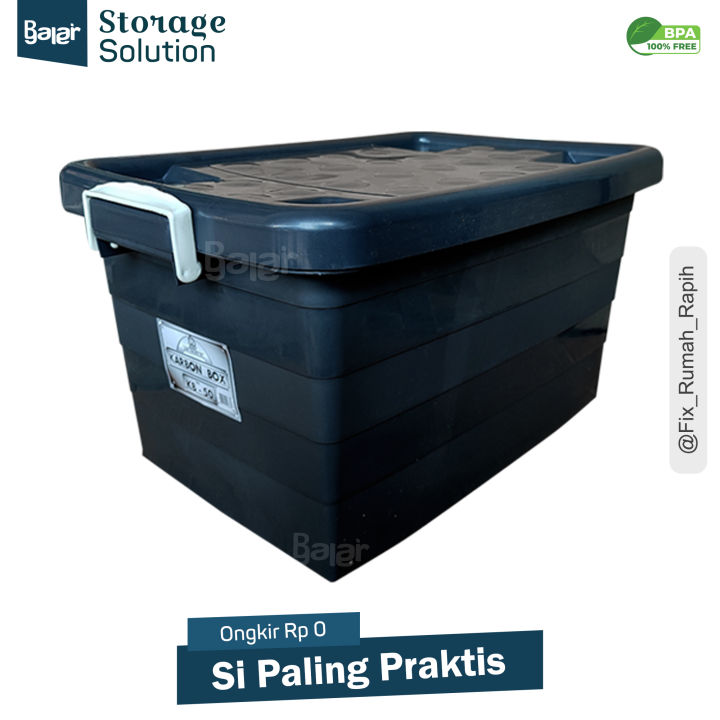 Box Container Hitam kb 50 Penyimpanan serbaguna | Kotak Multifungsi 45 ...