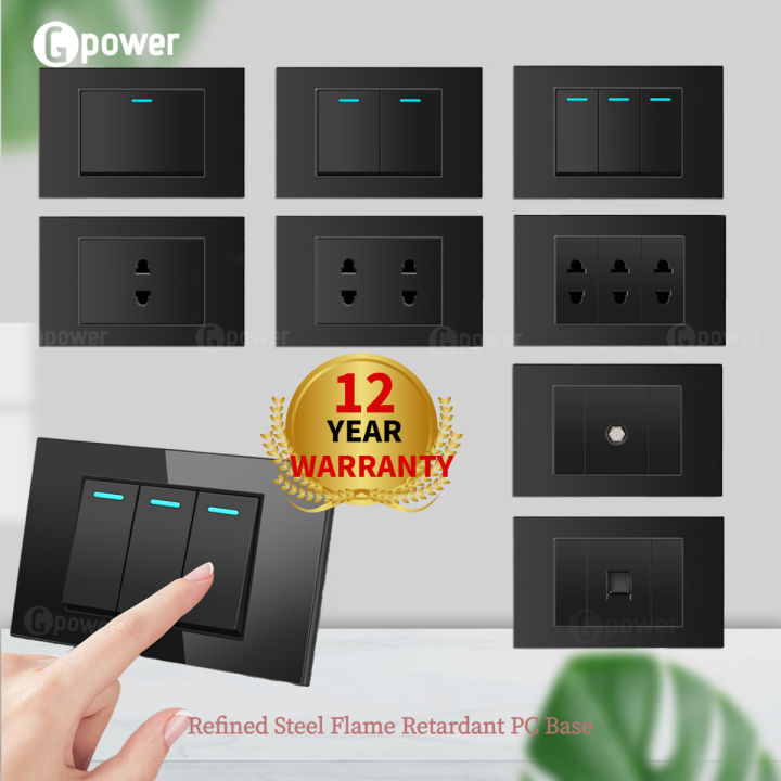 GPower Wide Series Light Switch And Outlet 1/2/3 Gang Modern Wall Light ...