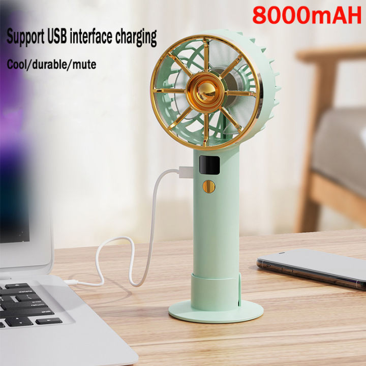 8000mAH Mini Fan Rechargeable Hand-held 5-Speed fan Portable Electric ...