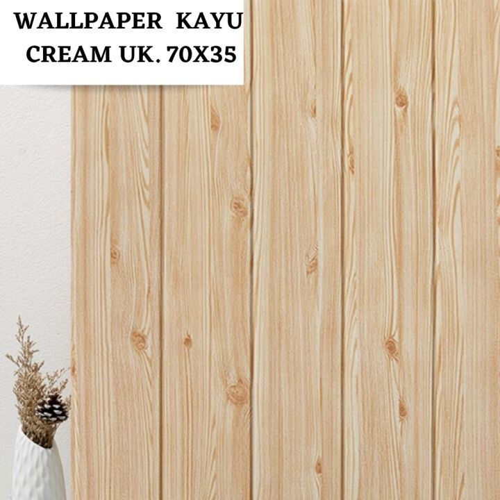 LANGSUNG KIRIM - WALLPAPER MOTIF SERAT KAYU 70X35 WALLPAPER 3D FOAM ...