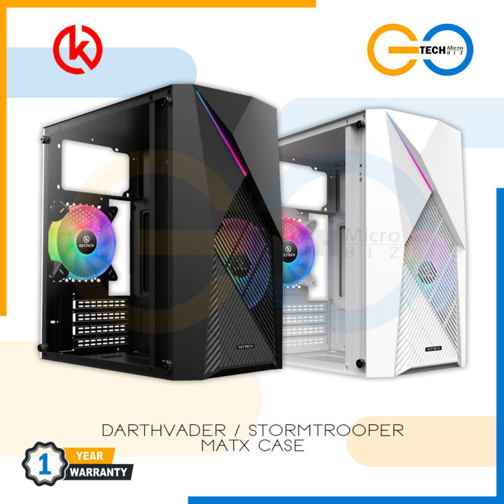 Keytech Darthvader Black / Stormtrooper White RGB Flow Tempered MATX ...