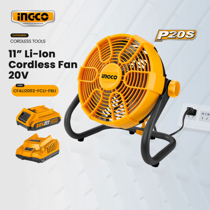 Ingco 20V Lithium-Ion Cordless / Electric Fan with Battery & Charger ...