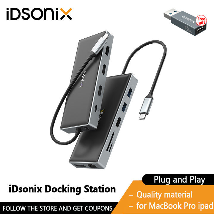 IDsonix 12 In 1 Type C ฮับ USB C สามดิสเพลย์ตัวแปลงแบบหลายพอร์ตด้วย ...