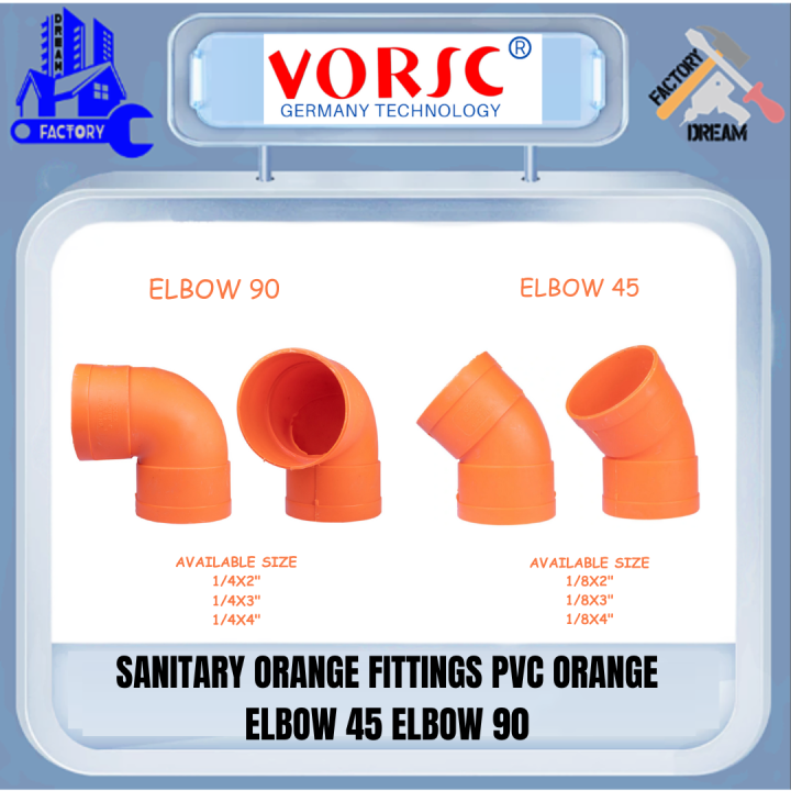 SANITARY ORANGE FITTINGS PVC ORANGE ELBOW 90 , ELBOW 45 | Lazada PH