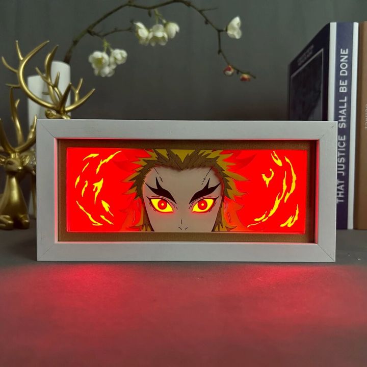 Led Light Box Demon Slayer Kyojuro Rengoku Hoom Deco Paper Cut Shadow ...