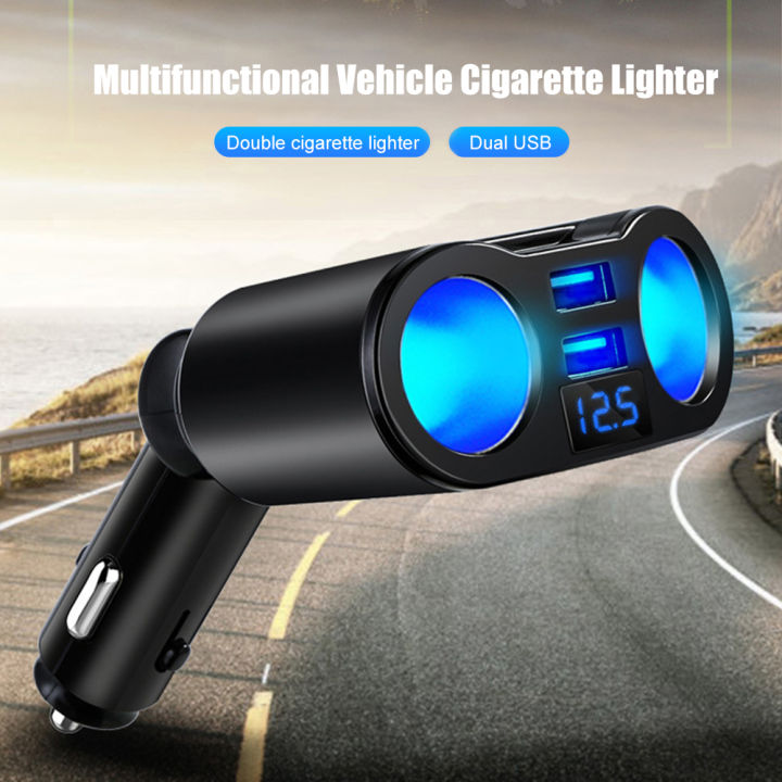 Car Charger Dual USB Interface LED Voltage Display | Lazada.co.th