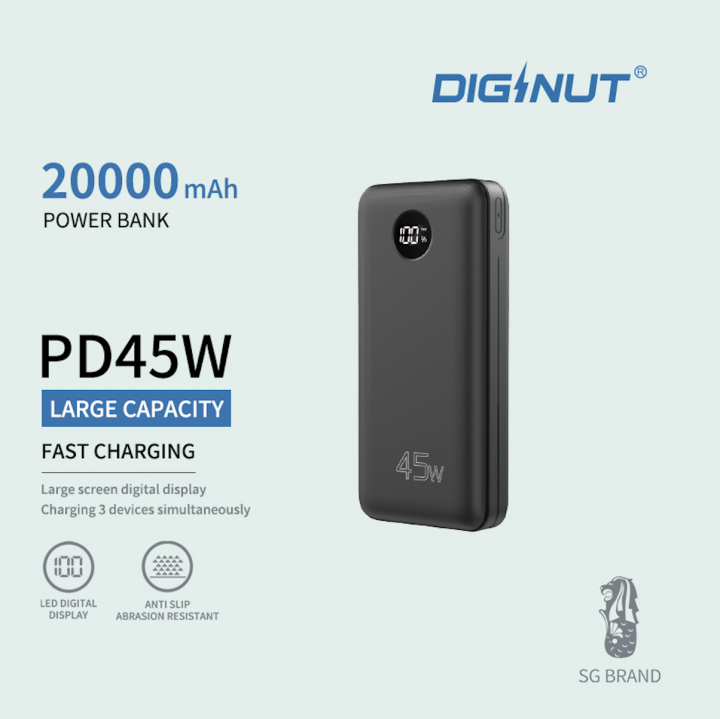 Diginut P-39 PD 45W 20000mAh Powerbank/ LED Power Display/ Charge ...