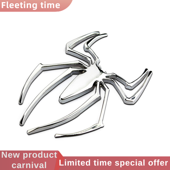 Fleeting time Car Stickers Metal 3D Spider Car Logo Metal Sticker ...