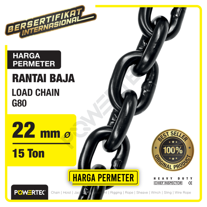 POWERTEC Load Chain / Rantai Baja G80 - 22mm | Lazada Indonesia