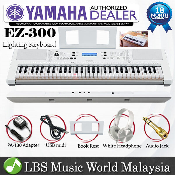 จัดส่งจริง Yamaha EZ-300 61คีย์คีย์บอร์ดพกพาพร้อม Lighted Key Basic ...