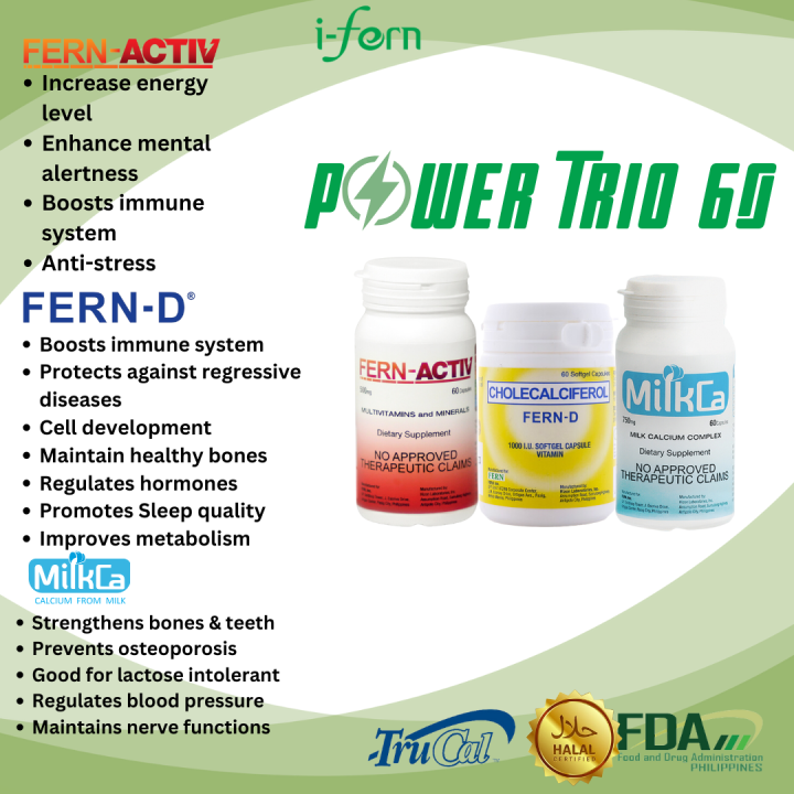 Fern Trio FERN D 60s softgels FERN ACTIV 60s and MILKCA 60s capsules GodsFavorBoutique | Lazada PH