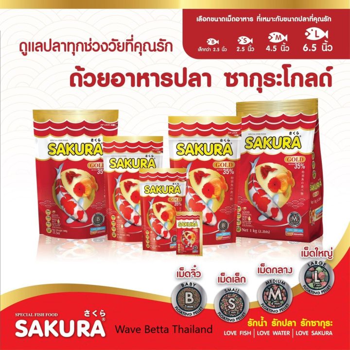 SAKURA GOLD เม็ด จิ๋ว+S+M ขนาด 50g. 100g. 250g. (อาหารปลาสวยงาม สูตร ...