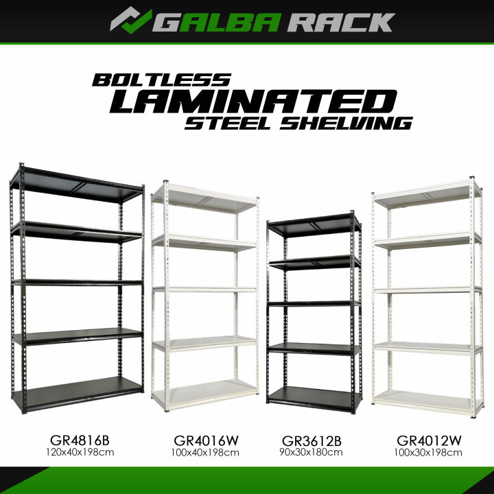 GALBA RACK Boltless Laminated Steel Shelving Adjustable Storage 6ft ...