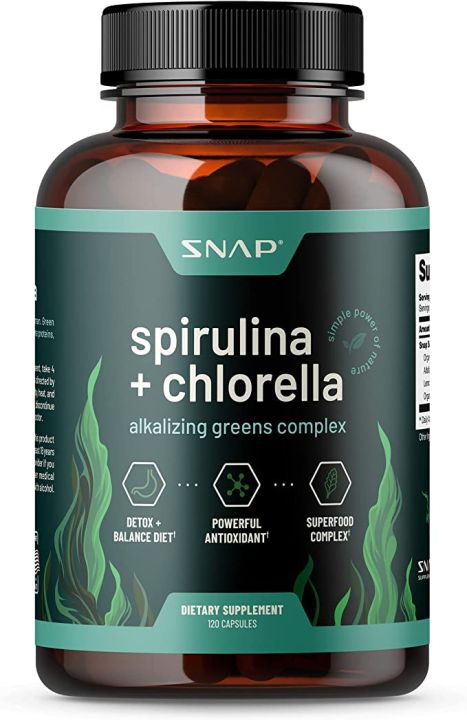 Snap Spirulina + Chlorella Alkalizing Greens Complex Dietary Supplement ...