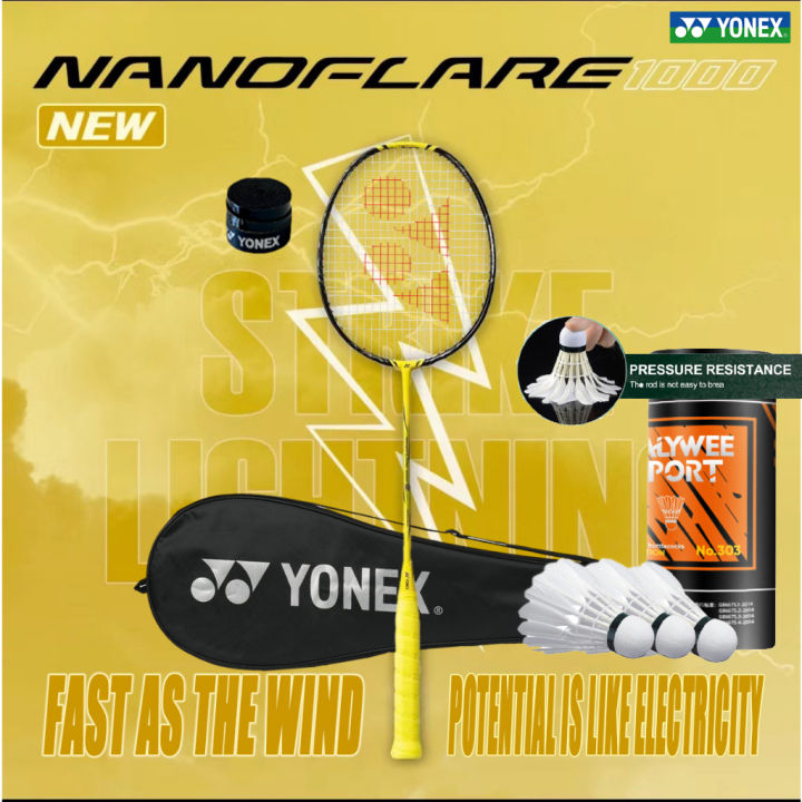 [Ready Stock] YONEX NANOFLARE 1000Z Badminton Racket Full Carbon 4U Ultra Light Single Speedy ...