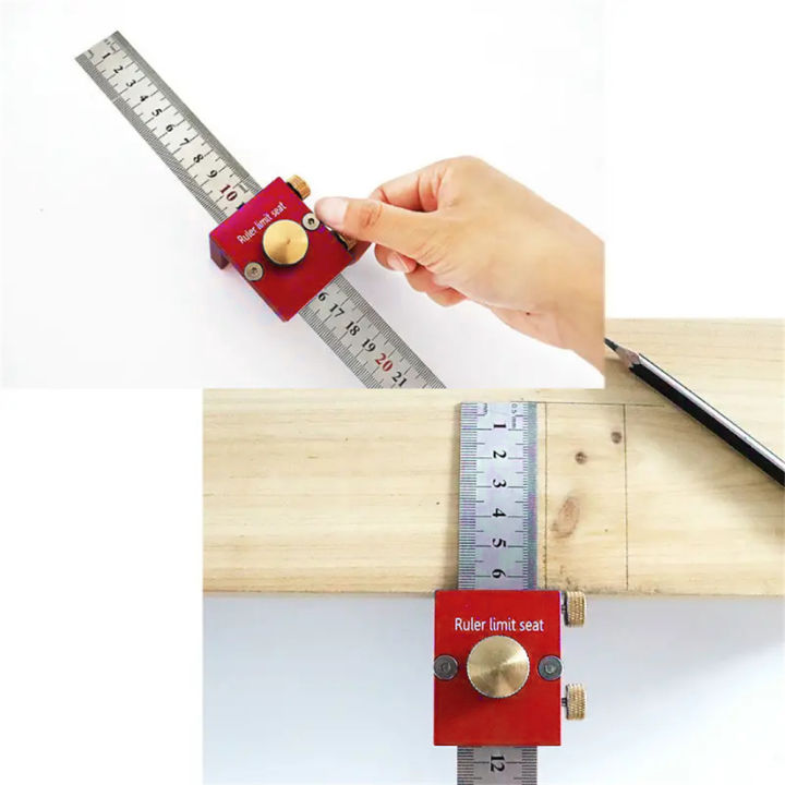 1PCS Metric/Inch Woodworking Scriber High Precision Scribing Ruler with 90 Degrees Scale T Type ...