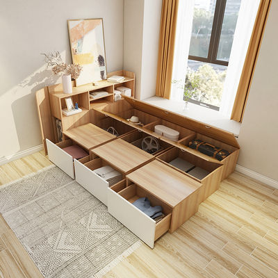 Small apartment tatami bed wardrobe integrated storage box combined ...