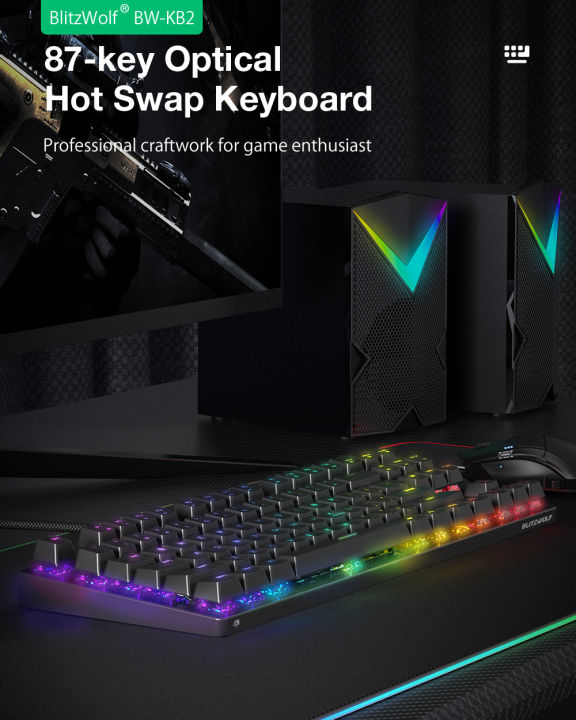 BlitzWolf BW-KB2 Mechanical Keyboard 87 Keys Wired Keyboard Gateron ...
