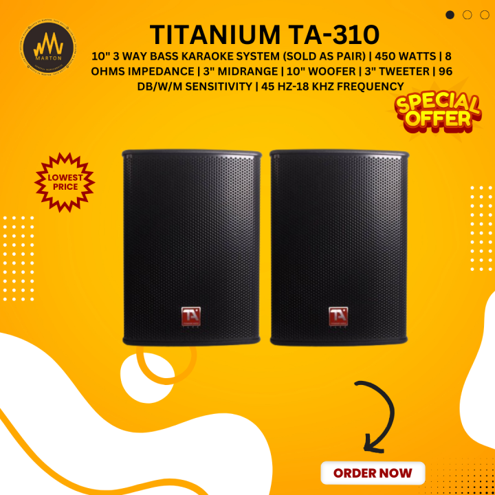 TITANIUM AUDIO TA-310 10" 3 Way Bass Karaoke Speaker System(SOLD AS ...