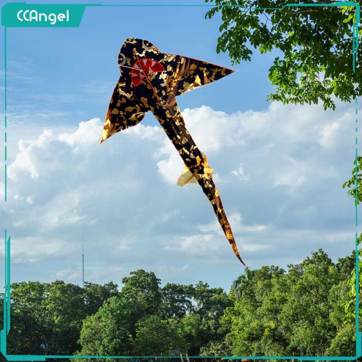 Ccangel ว่าวของเล่นบินได้รูปฉลามมีหางยาวผ่อนคลายของเล่นว่าวบินขนาดใหญ่