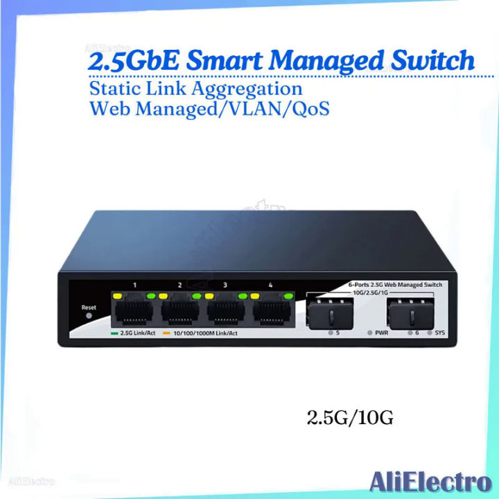 2.5gbe Smart 4พอร์ต2500M Network 10G Sfp Slot Web Managed Static Link ...