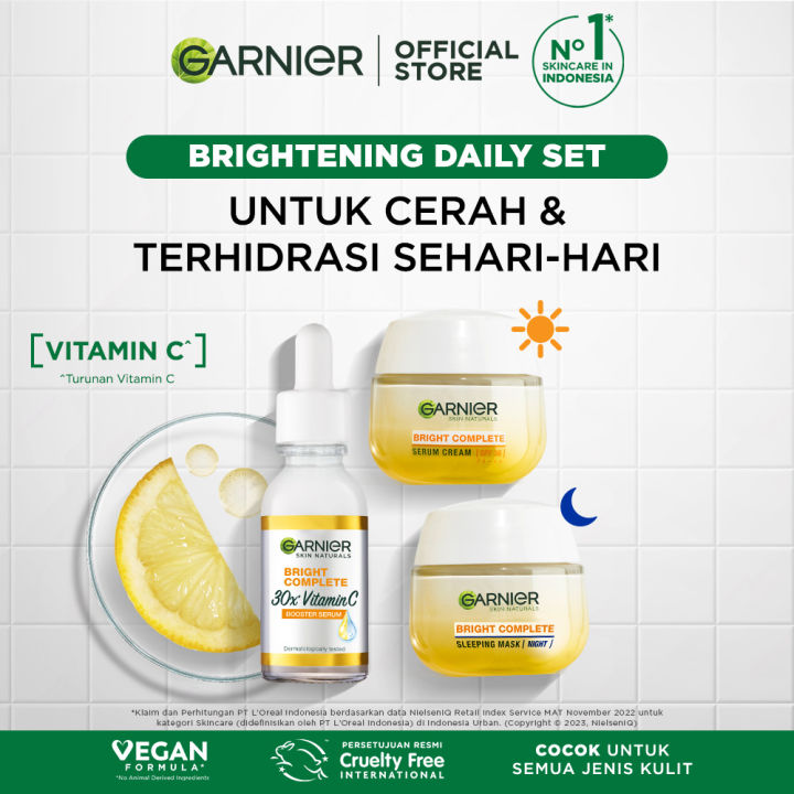 Garnier Brightening Kit! Bright Complete Vitamin C Booster Serum 30ml ...