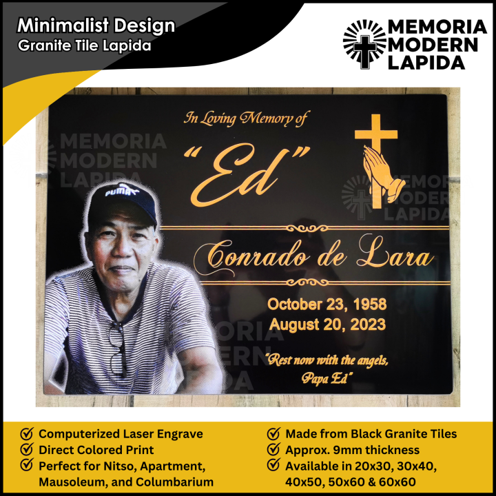 Minimalist Modern Lapida/ Personalized/ Laser Engraved on Black Granite ...