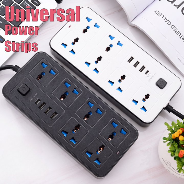 Safety Socket 6 Gang Power Strip Universal with 3 USB Ports Extension ...