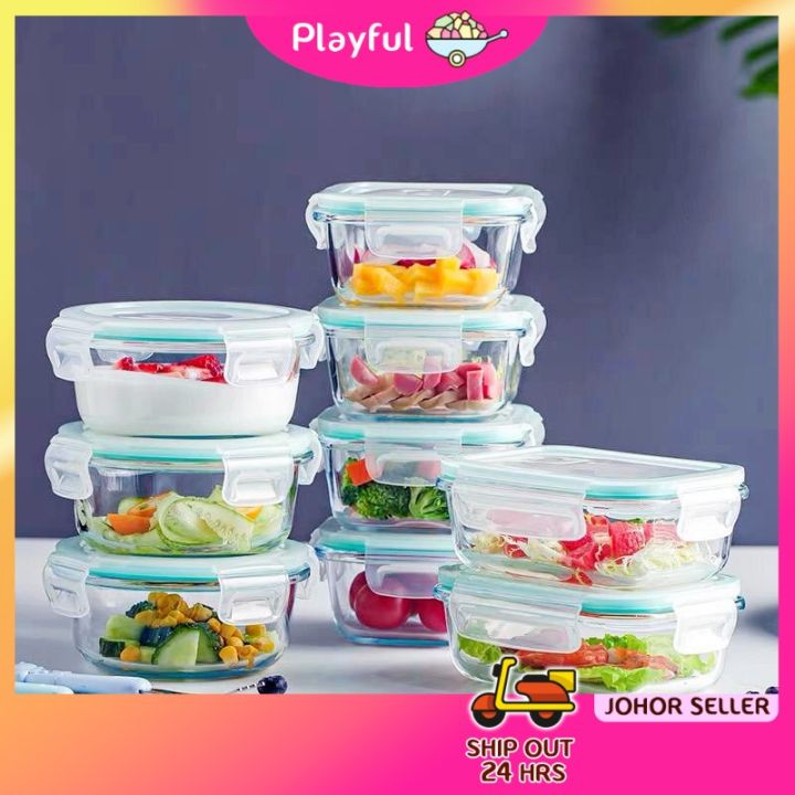 【PLAYFUL】Tupperware Food Container Heat Resistant Glass Microwave ...