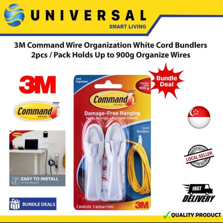 [SG SHOP SELLER] 3M Command Wire Organization Holds Up To 900g White ...