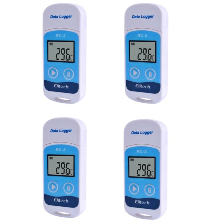 4X ELitech RC-5 High-Precision Digital USB Temperature Data Logger for Warehouse Refrigerated ...
