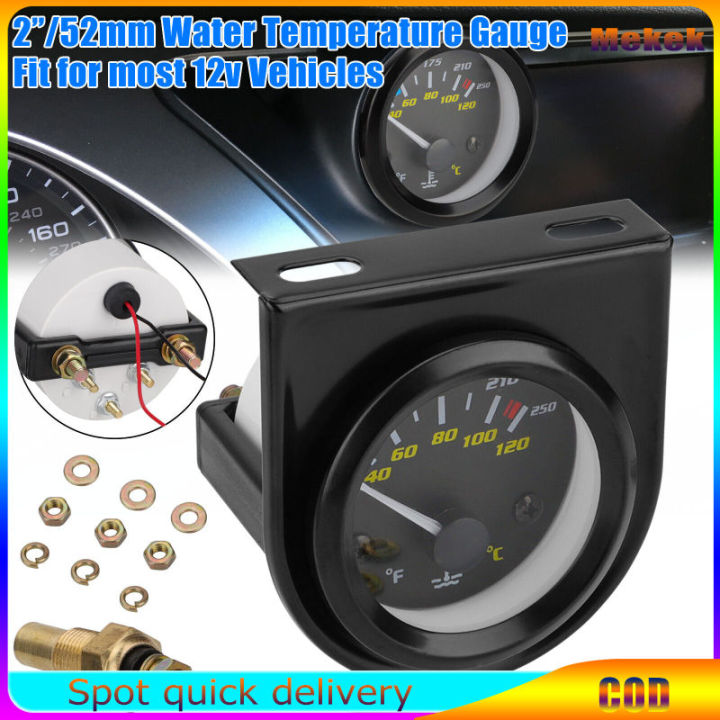 2" Water Temperature Gauge 52mm 12V Water Temp Meter 40~120°C/100~250 ...