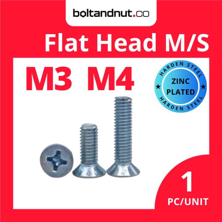 M3 M4 CSK Phillips Flat Head Screw JIS | Zinc Plating | Countersunk ...