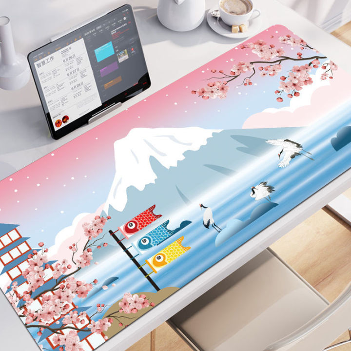 Mount Fuji Cherry Blossom Pink Mouse Pad Oversized Girls Dormitory ...