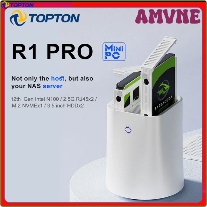 AMVNE Topton 2-Bay NAS R1 PRO Firewall Router Intel N100 2x i226-V 2.5G Mini PC Internet Network ...