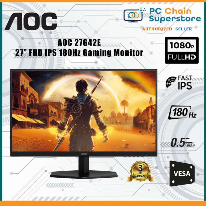 AOC 27G42E Gaming Monitor - 27" FHD Fast IPS / 180Hz / 0.5ms / Adaptive ...
