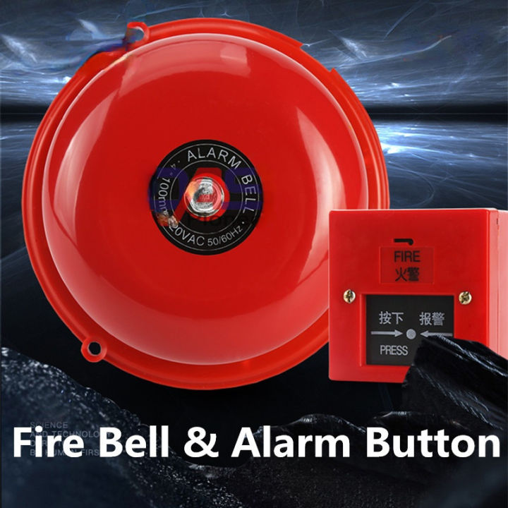 AC 220V 100mm Schools Fire Alarm Round Shape Electric Bell Red Fire ...