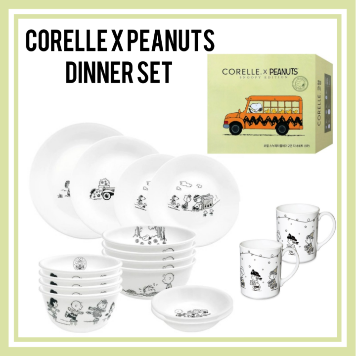 Corelle x PEANUTS Dinner 14p set Play Black and White Edition/Corelle ...