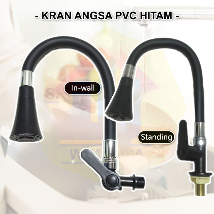 SUS304 Kran Cuci Piring Kran Angsa Fleksibel Hitam Keran memasuki ...