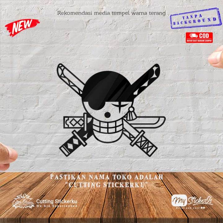 Flag Zoro Cutting Sticker Variasi Motor Mobil Stiker One Piece Timbul ...